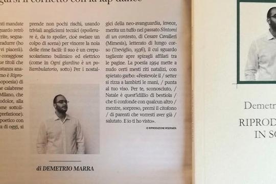 "Riduzioni in scala", il primo libro di poesie di Demetrio Marra