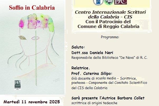 Il CIS presenta “Soffio in Calabria”, il romanzo di Barbara Collet tra ...