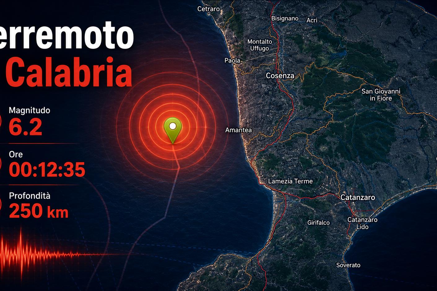 Terremoto in Calabria, forte scossa poco dopo mezzanotte con epicentro ...